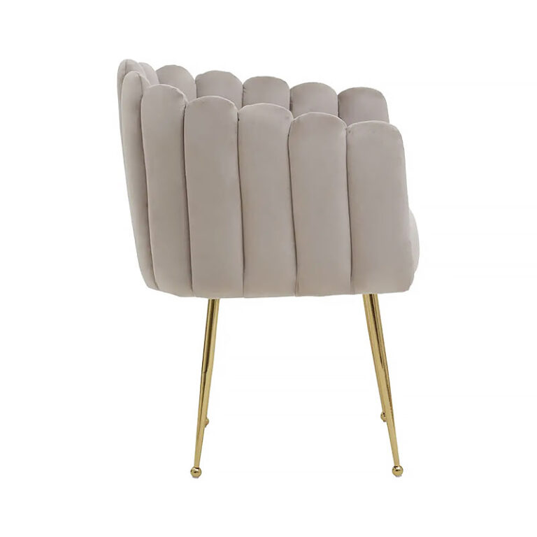 Shelley Mink Velvet Scalloped Shell Dining Chair With Gold Legs ...