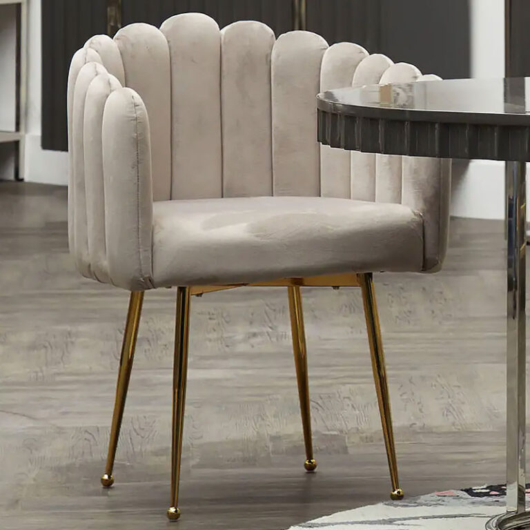 Shelley Mink Velvet Scalloped Shell Dining Chair With Gold Legs ...