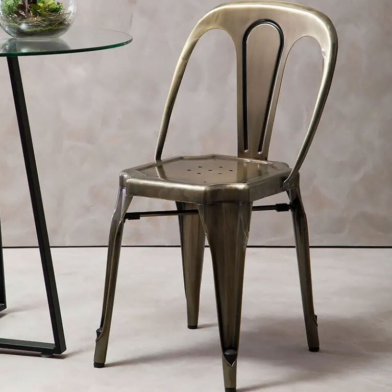 Set Of 4 Sonoma Champagne Steel Metal Industrial Stackable Dining ...