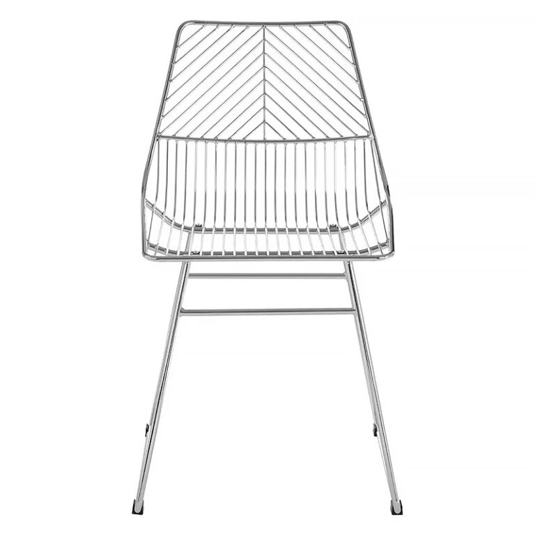 Set Of 2 Clancy Industrial Silver Chrome Metal Wire Dining Chairs ...