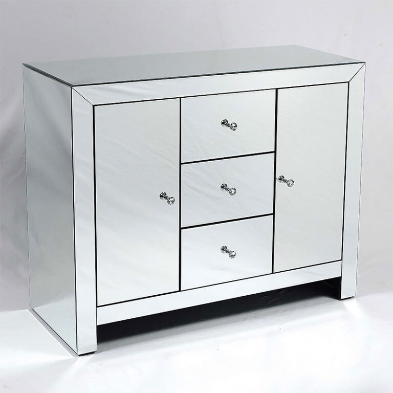 Classic Mirror Mirrored Glass 2 Door 3 Drawer Sideboard Chest Cabinet ...
