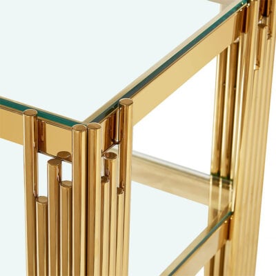 Colton Gold Metal And Clear Glass TV Stand Media Unit | Picture Perfect ...