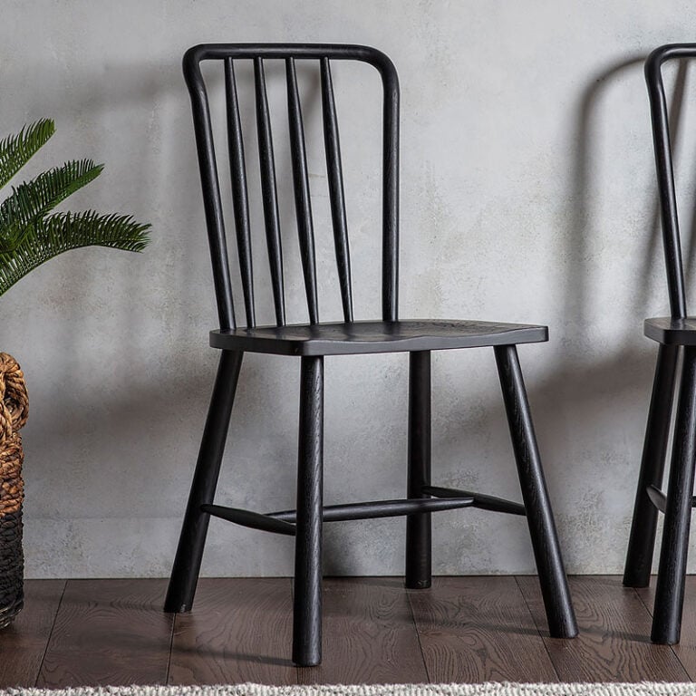 Set Of 2 Scandi Nordic Design Solid Oak Spindle Back Dining Chairs ...