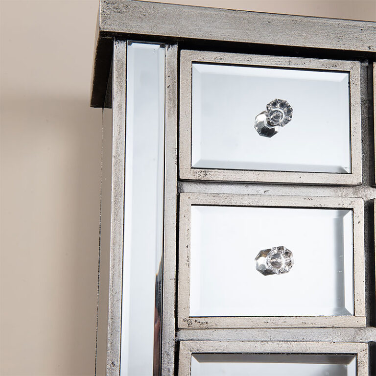 Lucca Vintage Venetian 18 Drawer Mirrored Glass Tallboy Chest Of ...