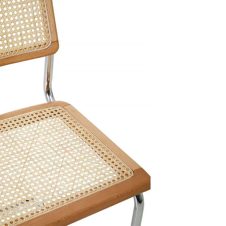 Set Of 2 Elvira Rattan Cane Armless Dining Chairs With Chrome Legs ...