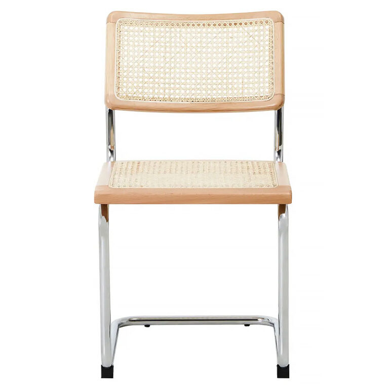 Set Of 2 Elvira Rattan Cane Armless Dining Chairs With Chrome Legs ...
