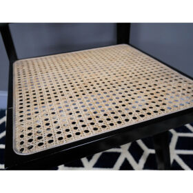 Set Of 2 Juna Black Solid Teak Wood And Rattan Armless Dining Chairs ...