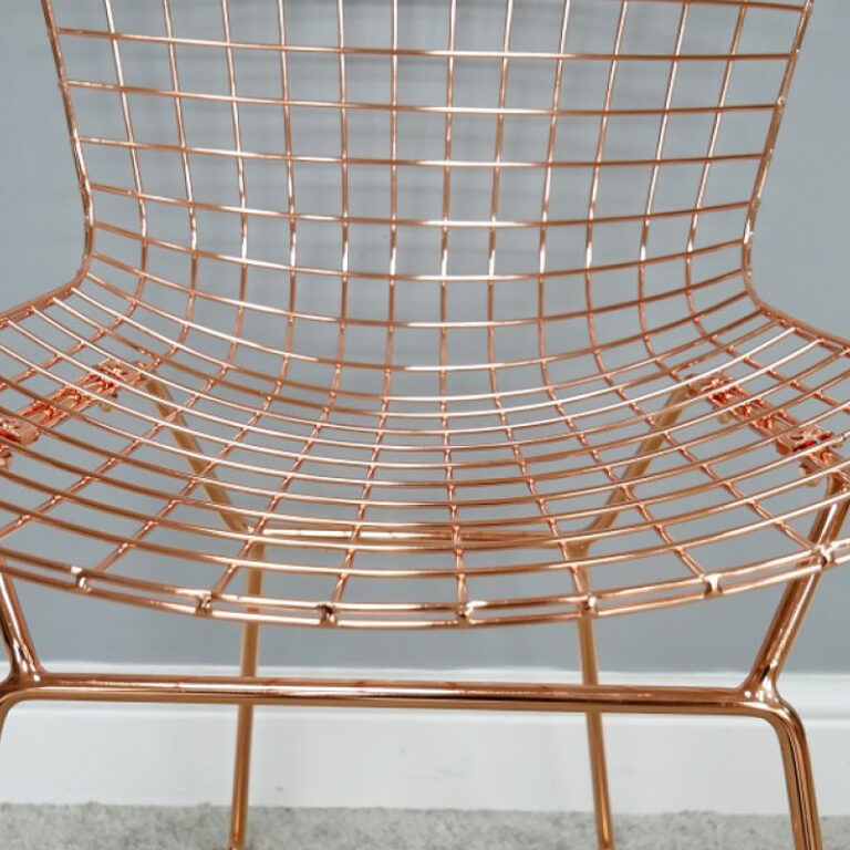 Set Of 4 Fiorella Industrial Copper Metal Wire Dining Chairs | Picture ...