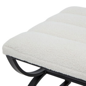 Teddy Light Grey Boucle Fabric Footstool With Black Metal Legs ...