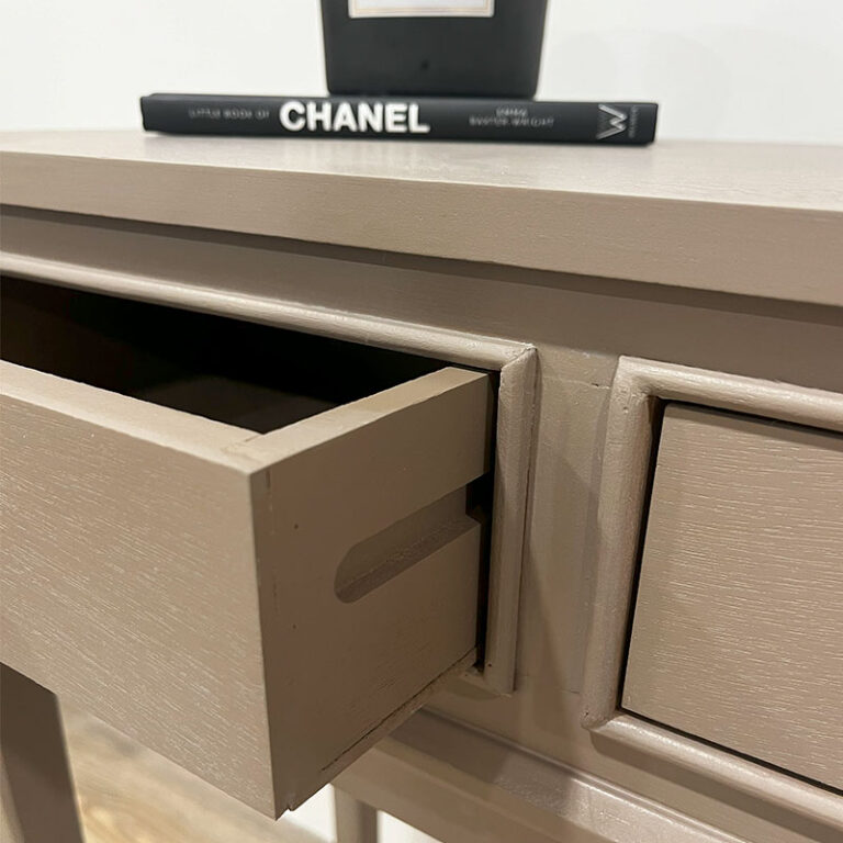 Arabella Small Slim Taupe Wood 2 Drawer Console Table Hallway Table ...