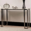 Azaria Grey Gunmetal Steel And White Marble Effect Glass Coffee Table ...