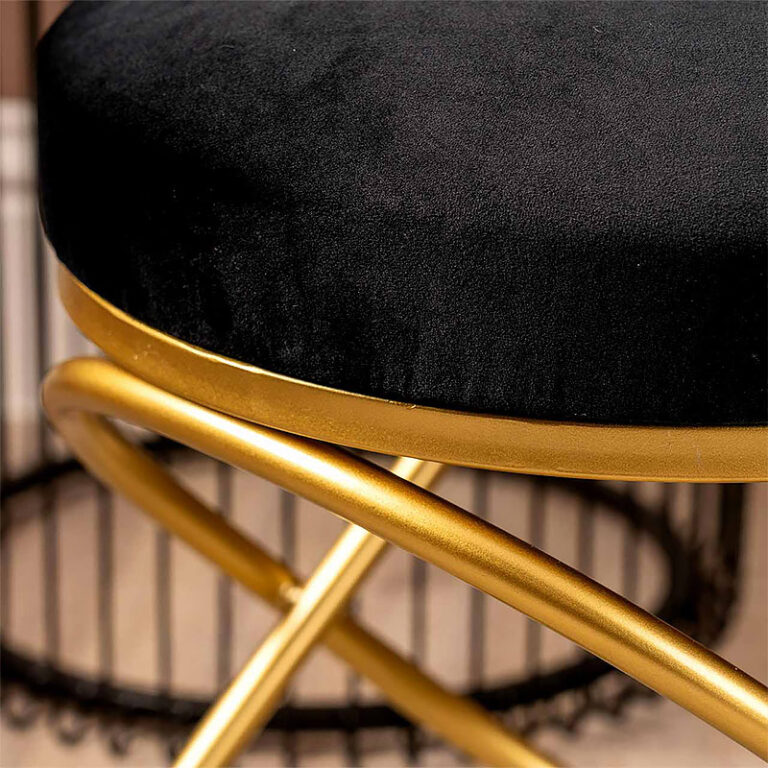 Ulric Black Velvet Dressing Table Stool Footstool With Gold Base 46cm ...