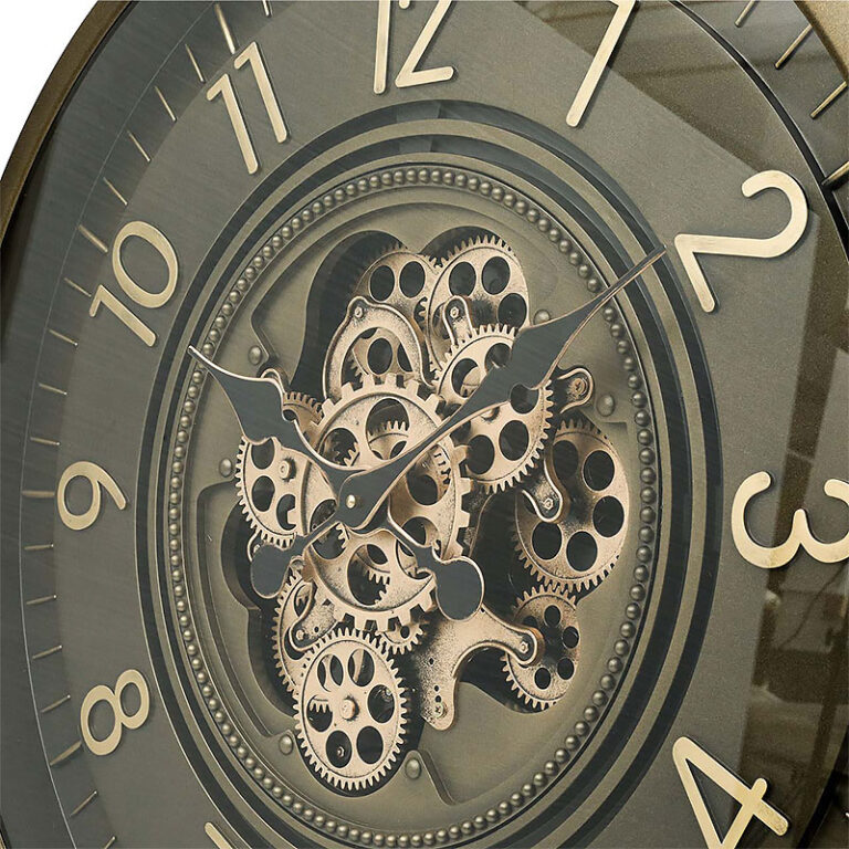 Large Coffee Brown Visible Exposed Moving Gears Wall Clock 66cm ...