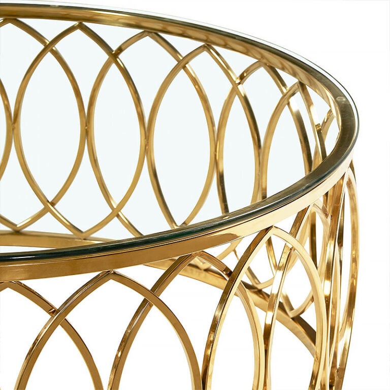Primrose Contemporary Gold Metal And Glass Round Large Coffee Table ...