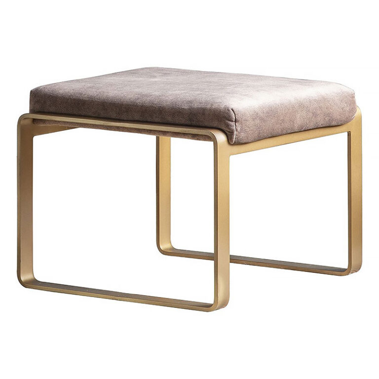 Ronan Mocha Brown Industrial Footstool With Gold Metal Frame | Picture ...
