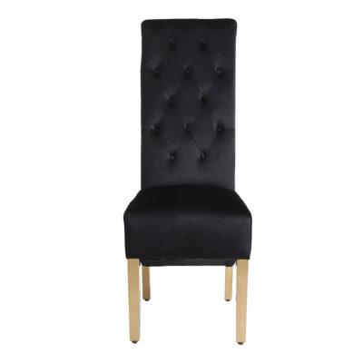 Set Of 2 Anne High Back Black Velvet And Gold Dining Chairs With ...