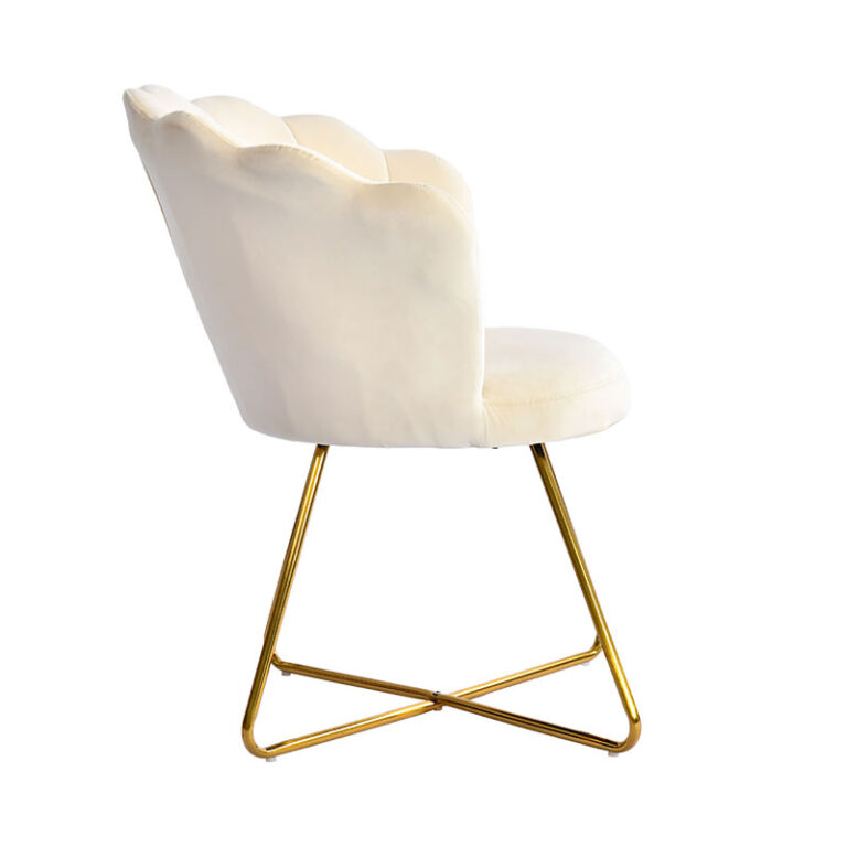 Shell Back Cream Mink Velvet Dining Chair With Gold Legs | Picture ...