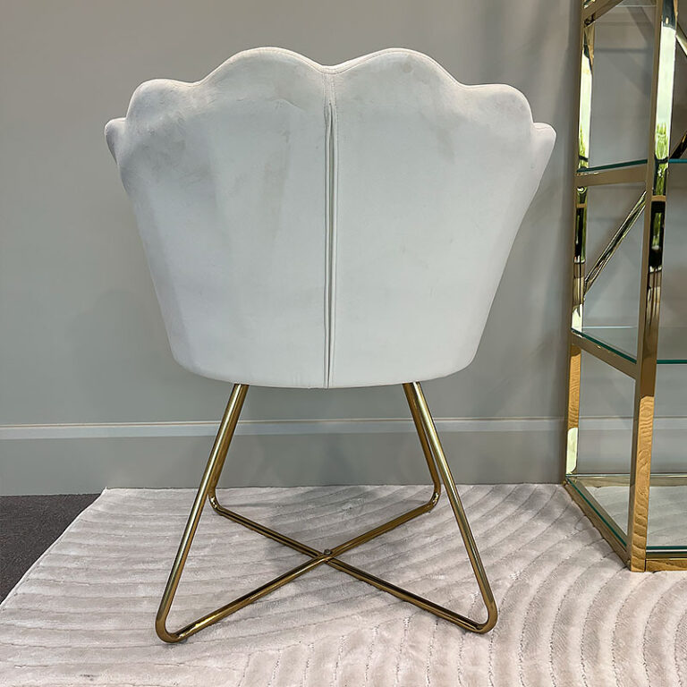 Shell Back Cream Mink Velvet Dining Chair With Gold Legs | Picture ...