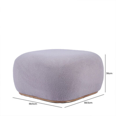 Teddy Grey Boucle Ottoman Stool With Natural Wooden Base | Picture ...