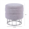 Teddy Grey Boucle Round Storage Stool Ottoman With Chrome Legs ...