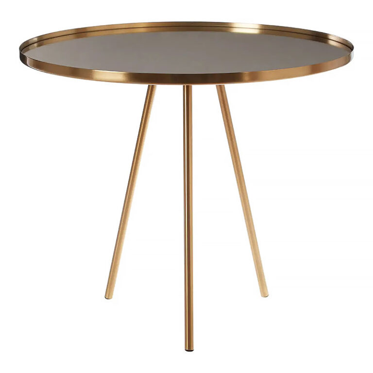 Art Deco Gold Metal Side Table End Table With Mirrored Glass Top ...