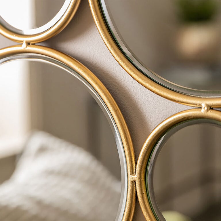 Art Deco Grid Panels Large Gold Metal Wall Mirror 91cm | Picture ...
