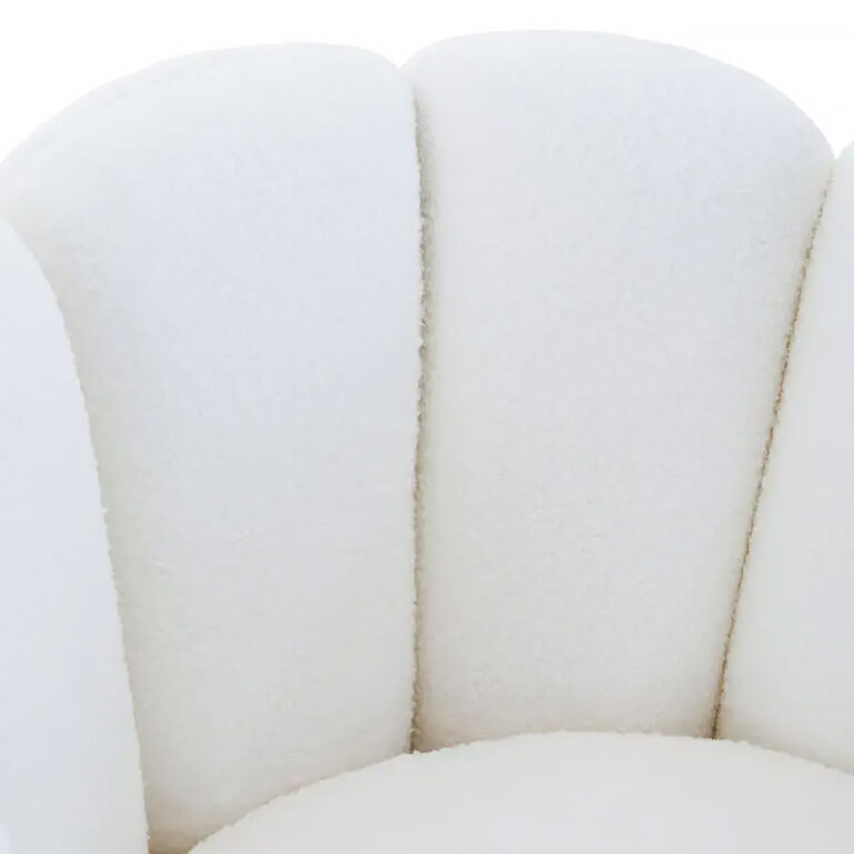 Art Deco Off White Boucle And Gold Metal Shell Scallop Armchair Accent ...