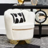 Art Deco Off White Boucle And Gold Metal Shell Scallop Armchair Accent ...