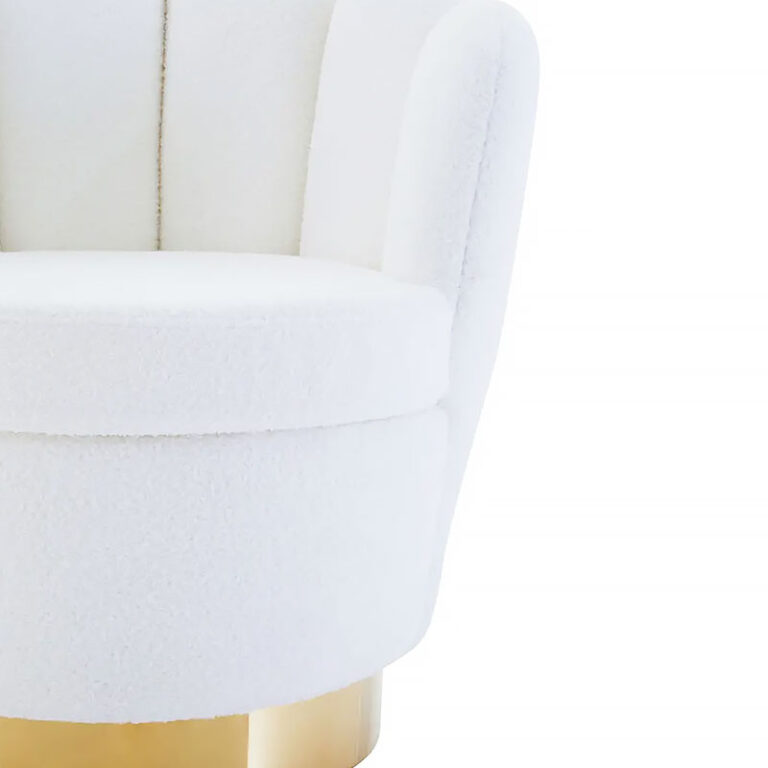 Art Deco Off White Boucle And Gold Metal Shell Scallop Armchair Accent ...