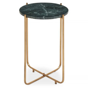 Art Deco Round Gold Metal Side Table With Green Marble Top | Picture ...