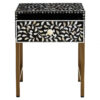 Boho White Pearl Inlay And Black Wood Side Bedside Table With Gold Legs ...