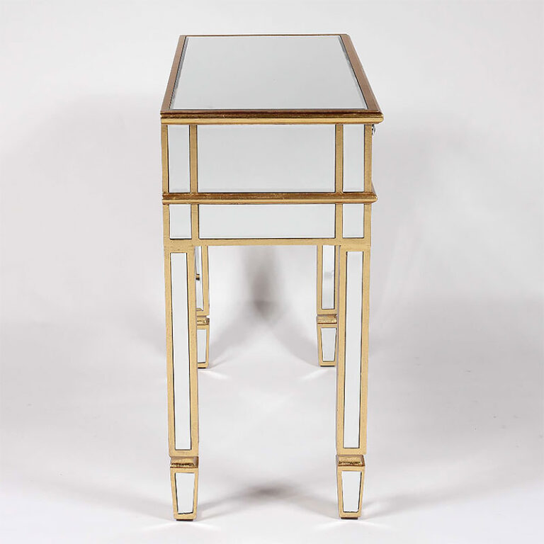 Canterbury 2 Drawer Gold Mirrored Glass Venetian Slim Console Table ...