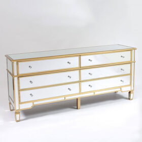 Canterbury 6 Drawer Gold Mirrored Glass Venetian Chest Of Drawers ...