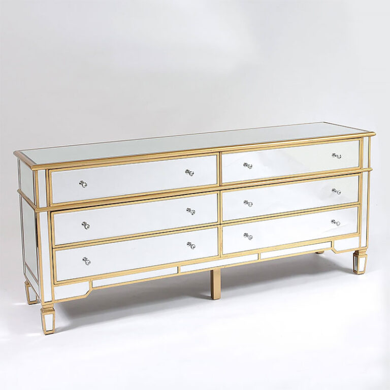 Canterbury 6 Drawer Gold Mirrored Glass Venetian Chest Of Drawers ...