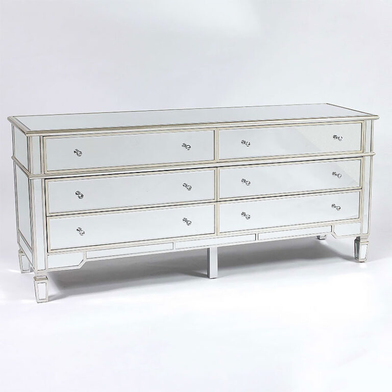 Canterbury 6 Drawer Silver Mirrored Glass Venetian Chest Of Drawers ...