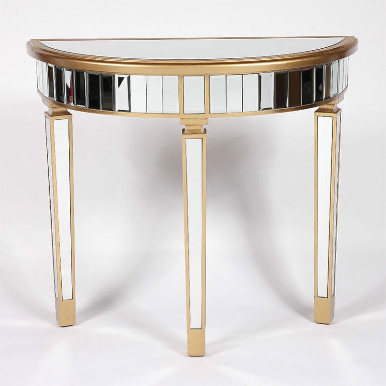 Canterbury Half Moon Gold Mirrored Glass Venetian Slim Console Table ...