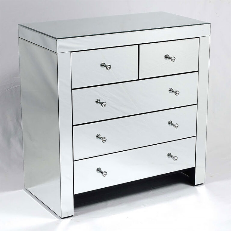 Classic Mirror Mirrored Glass 5 Drawers Chest of Drawers Cabinet ...