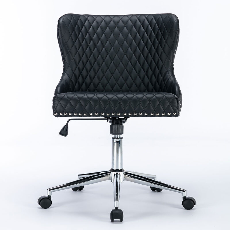 Diana Black Faux Leather And Chrome Office Chair With Lion Knocker ...