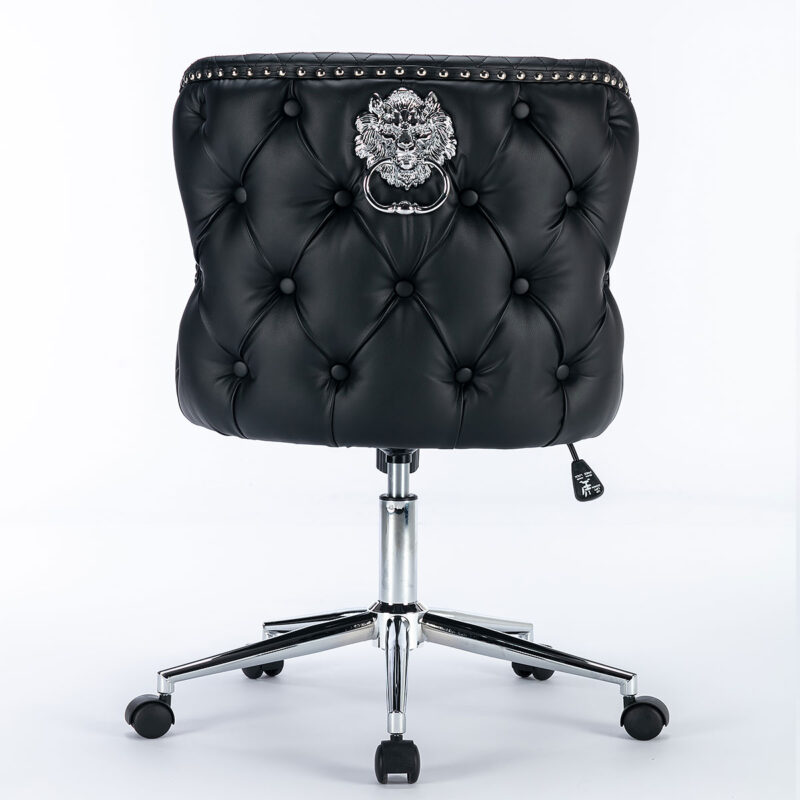 Diana Black Faux Leather And Chrome Office Chair With Lion Knocker ...
