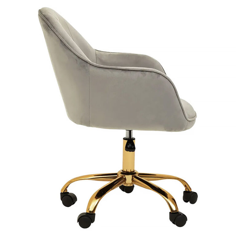 Grace Art Deco Grey Velvet And Gold Metal Office Chair Desk Chair ...