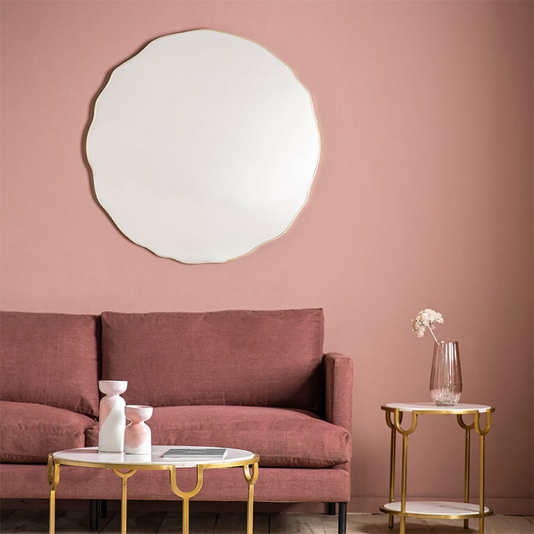 Large Modern Circular Gold Metal Wall Mirror 101cm | Picture Perfect Home