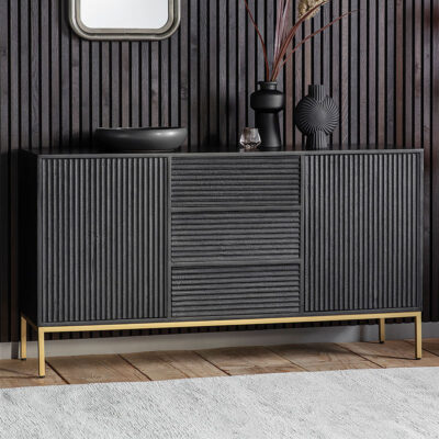 Leah 2 Drawer Black Mango Wood And Gold Metal Slim Console Table ...