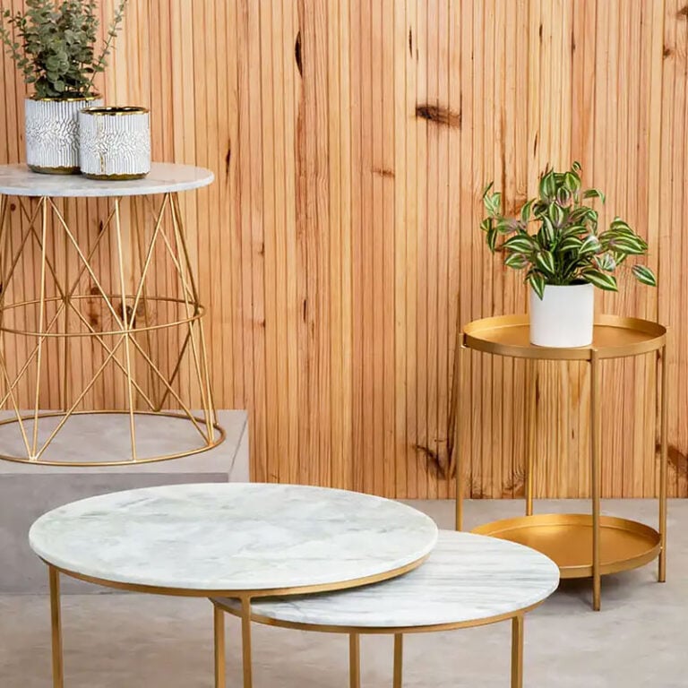 Round Gold Metal 2 Tier Tray Side Table End Table | Picture Perfect Home