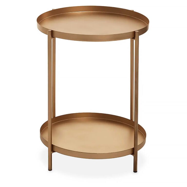 Round Gold Metal 2 Tier Tray Side Table End Table | Picture Perfect Home