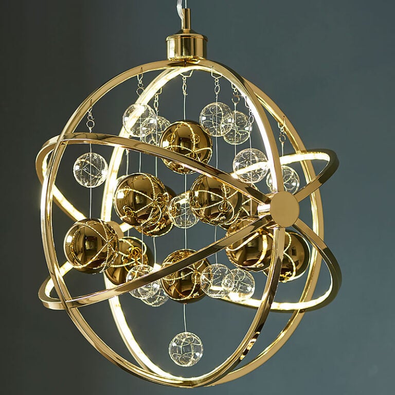 Atom Spherical Glass And Gold Metal 3 Light Ceiling Pendant Chandelier ...