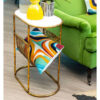 White Marble And Antique Gold Magazine Rack End Side Table | Picture ...