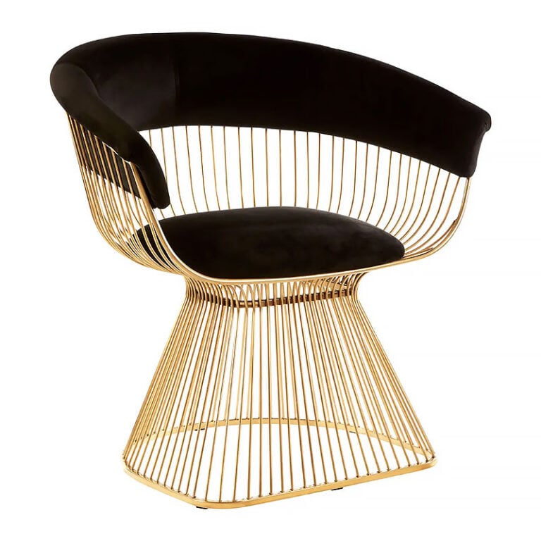 Zuri Art Deco Matte Gold Metal And Black Velvet Armchair Accent Dining ...