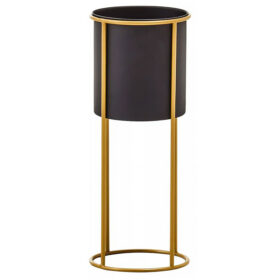 Art Deco Black And Gold Metal Large Floor Standing Planter 23cm ...