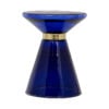 Art Deco Blue Glass and Gold Metal End Side Table | Picture Perfect Home