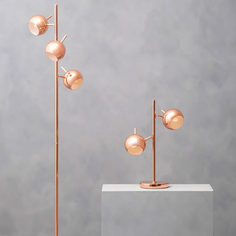 Art Deco Copper Rose Gold Metal Table Desk Lamp 50cm With Two Lights ...